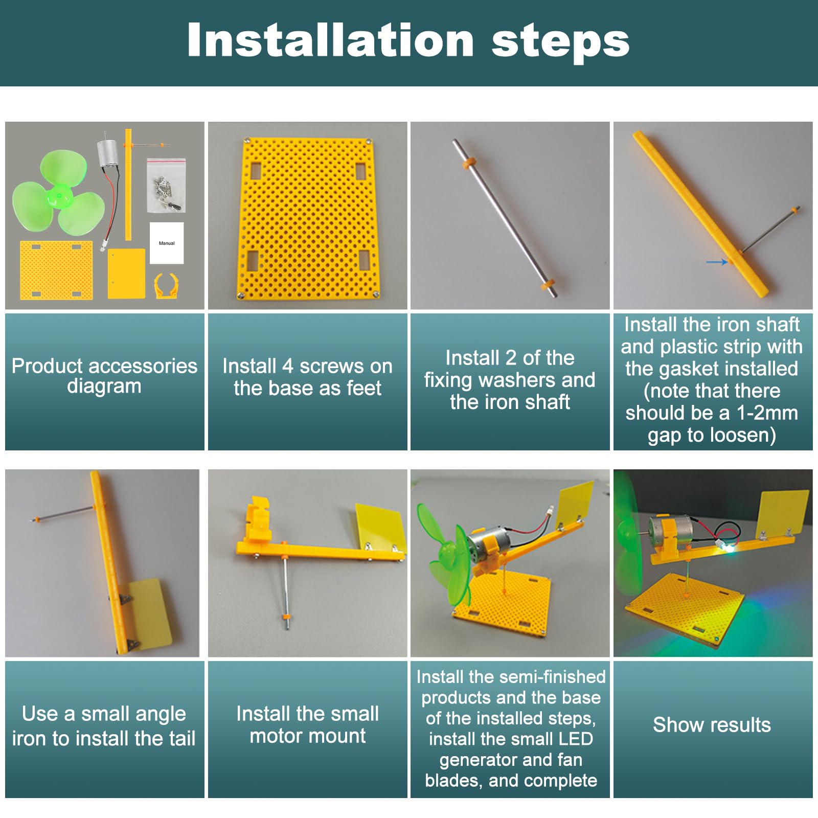 9 Set Mini Generator Motors DC Motor, Micro Wind Turbine Generator Kit ...