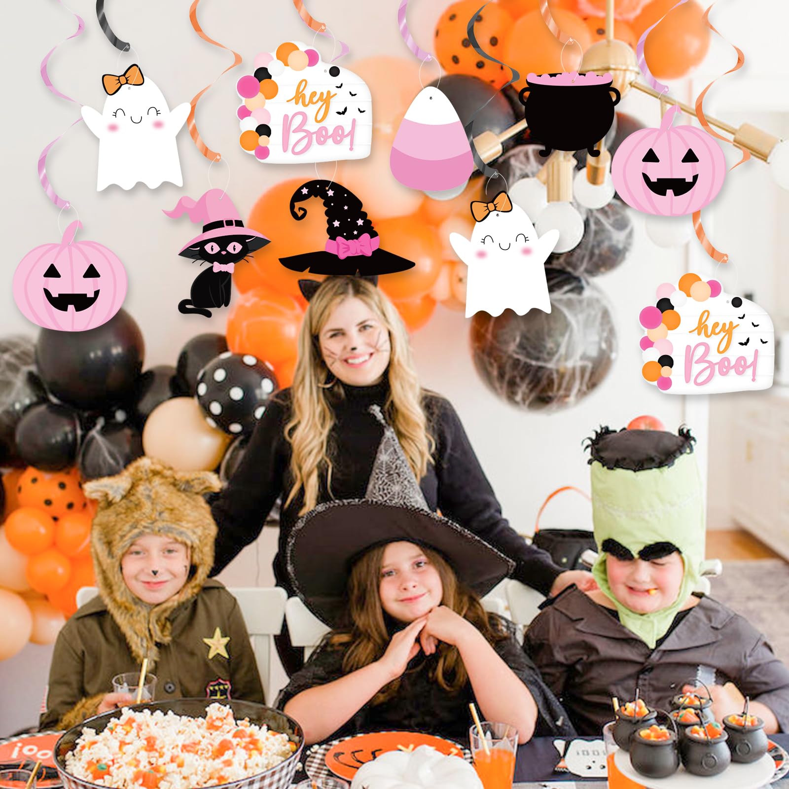 20Pcs Pink Halloween Party Hanging Swirl,Cute Ghost Witch Cauldron ...