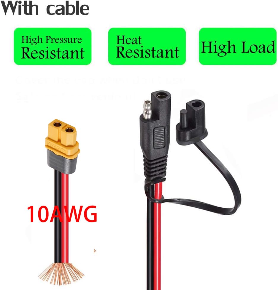 YETOR 10AWG SAE to XT60 Connector Extension Cable,with 15A Protection ...