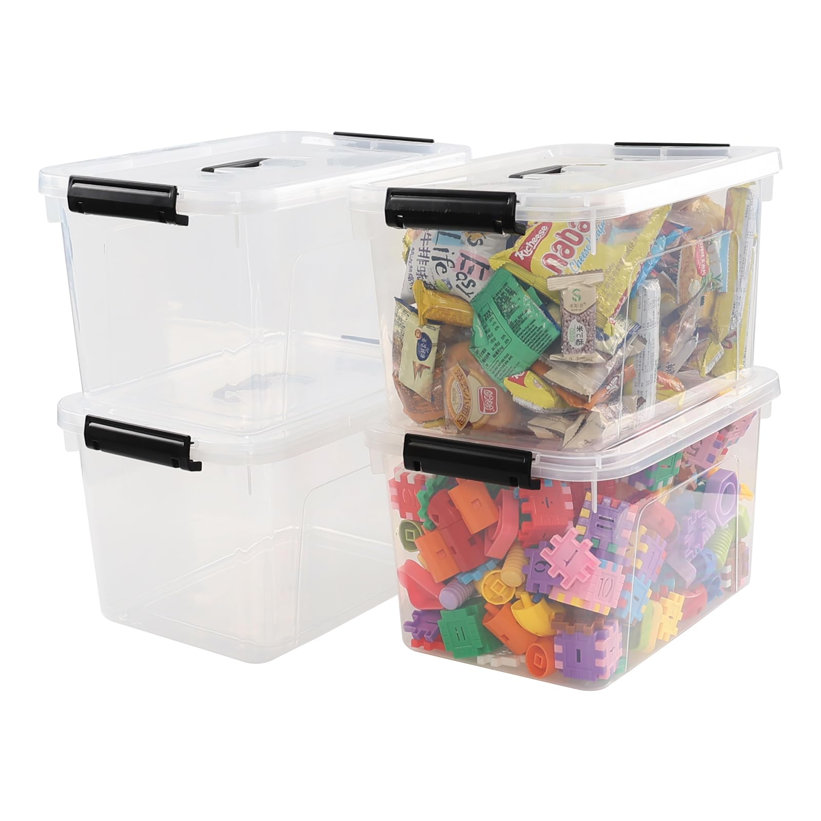 Quickquick 12 Quart Plastic Storage Box with Handle, Clear Plastic ...