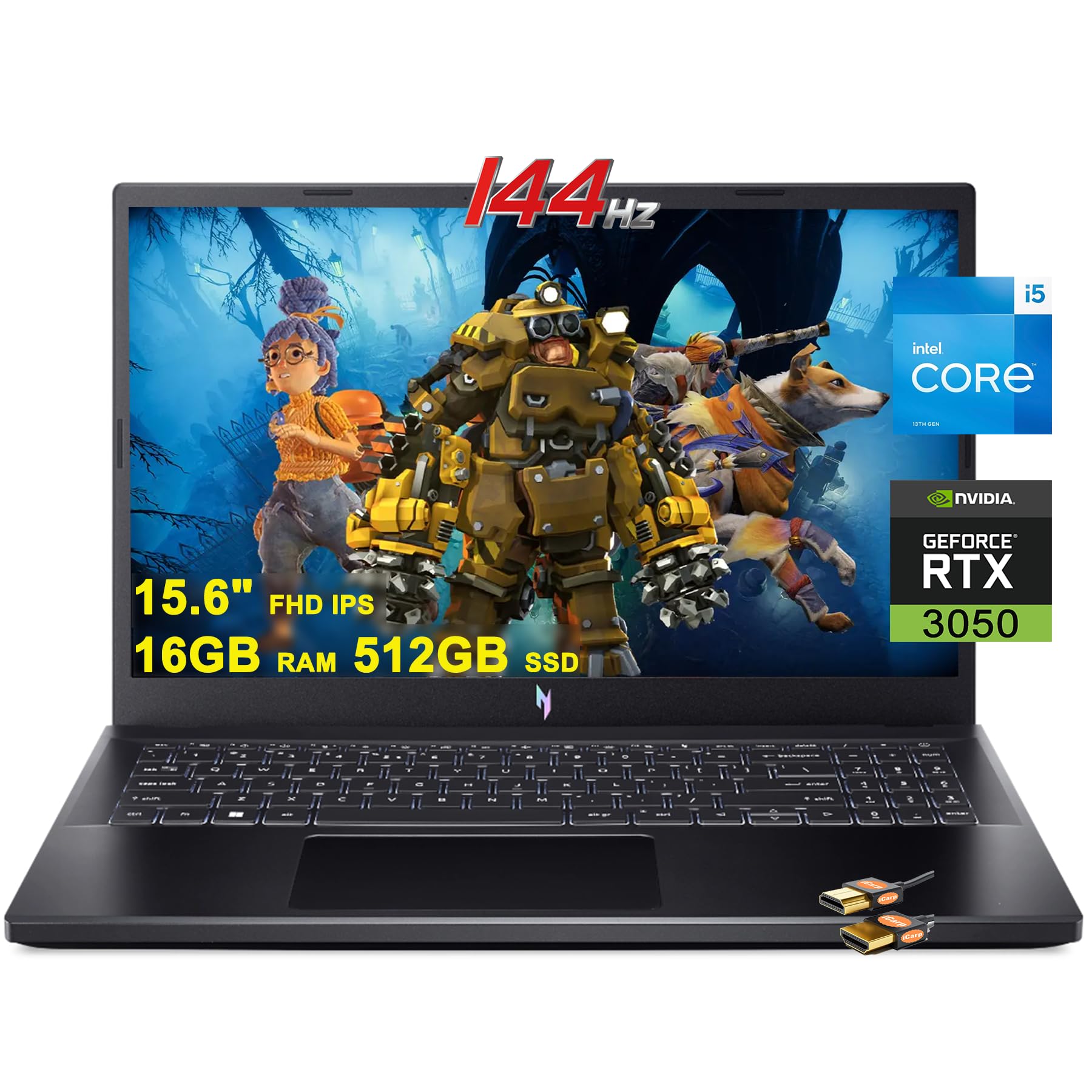 acer Nitro 5 Gaming Laptop 15.6" FHD IPS 144Hz Intel Octa-Core i5 ...