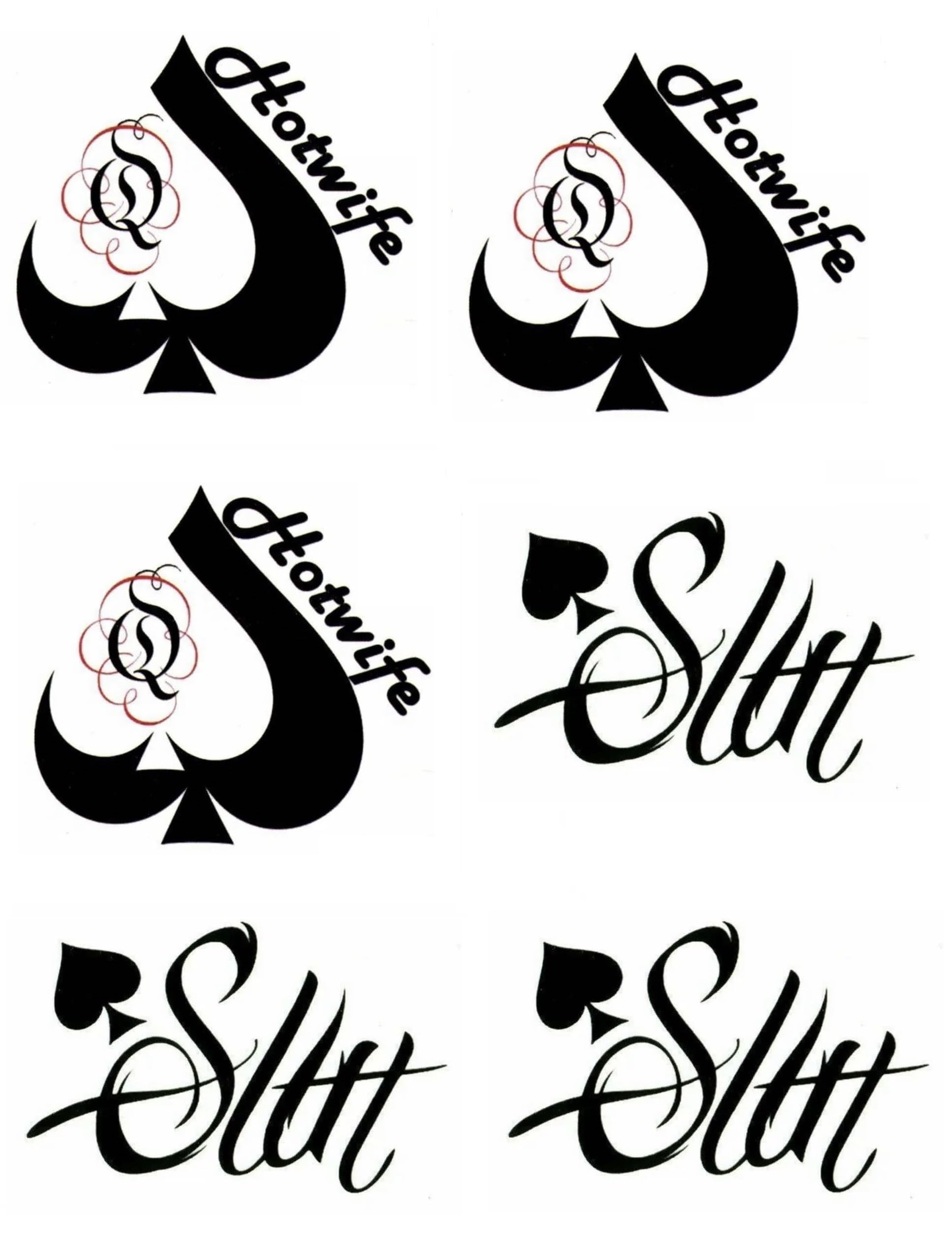 4 Sheets BBC Queen of Spades Temporary Tattoo Sticker Total 81(15X21cm) QoS Hardcore Words ...