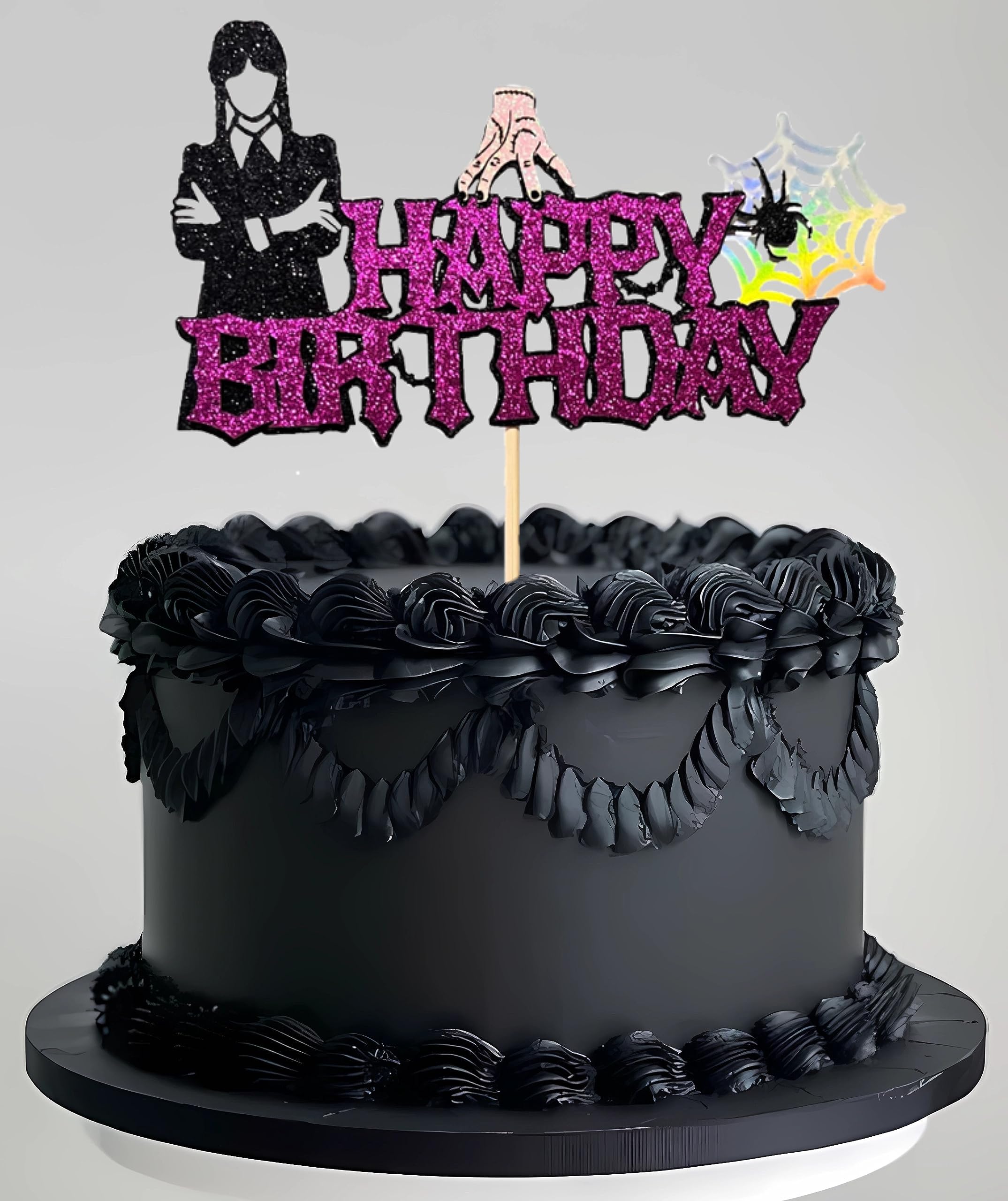 1Pcs Wednesday Addams Happy Birthday Cake Topper - Spider Web Thing ...