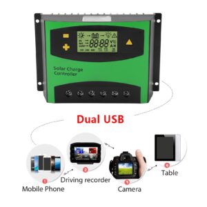 Efficient Solar Charge Controller LCD Display PWM Charging Regulator 60A 12V 24V for Home RV ...