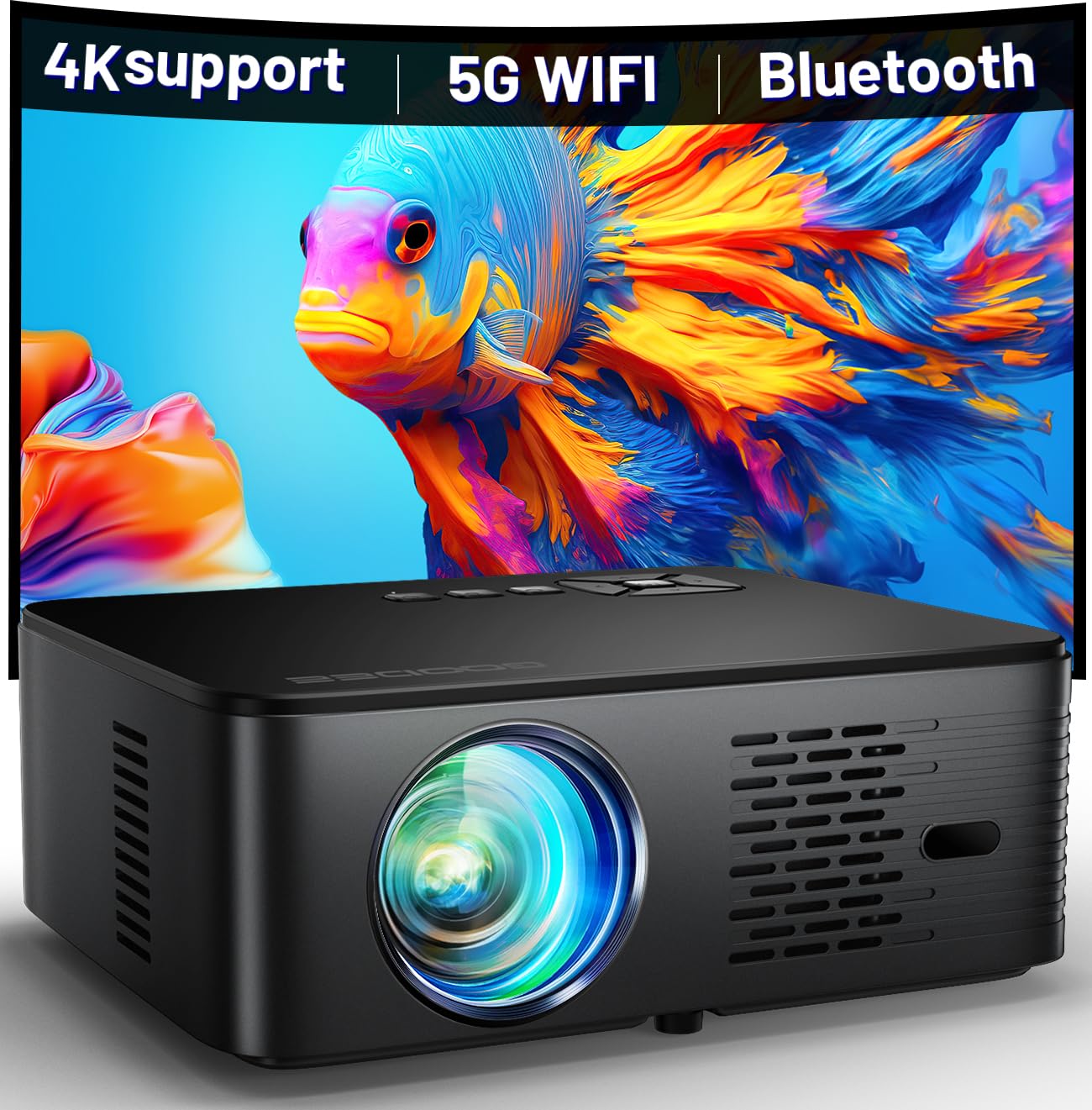 GooDee Projector 4K Support, Outdoor Projector with Wifi and Bluetooth ...