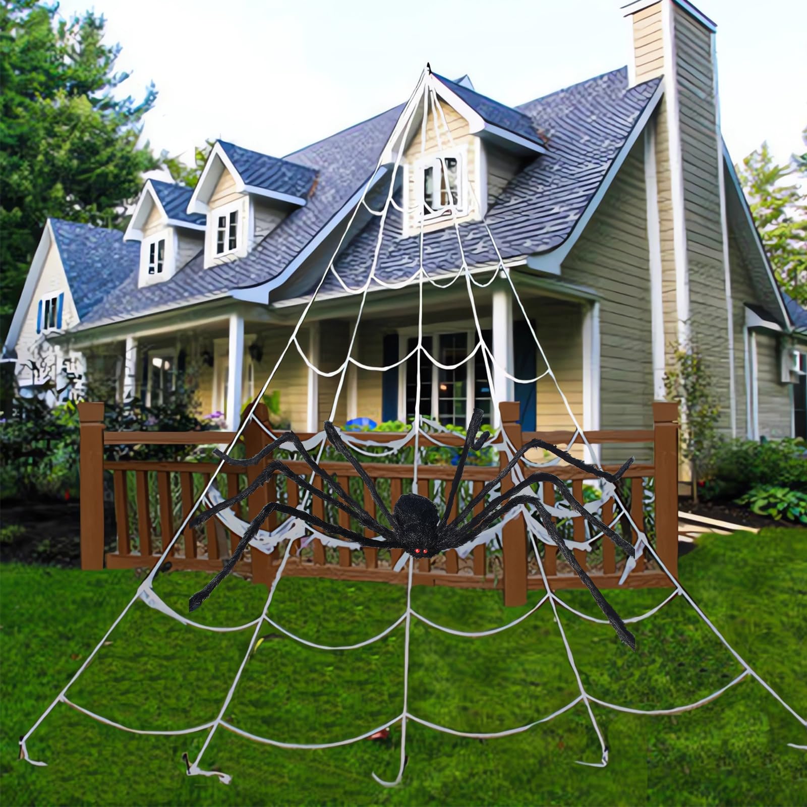 276‘'Halloween Spider Web + 78" Giant Spider Decorations Fake Spider ...