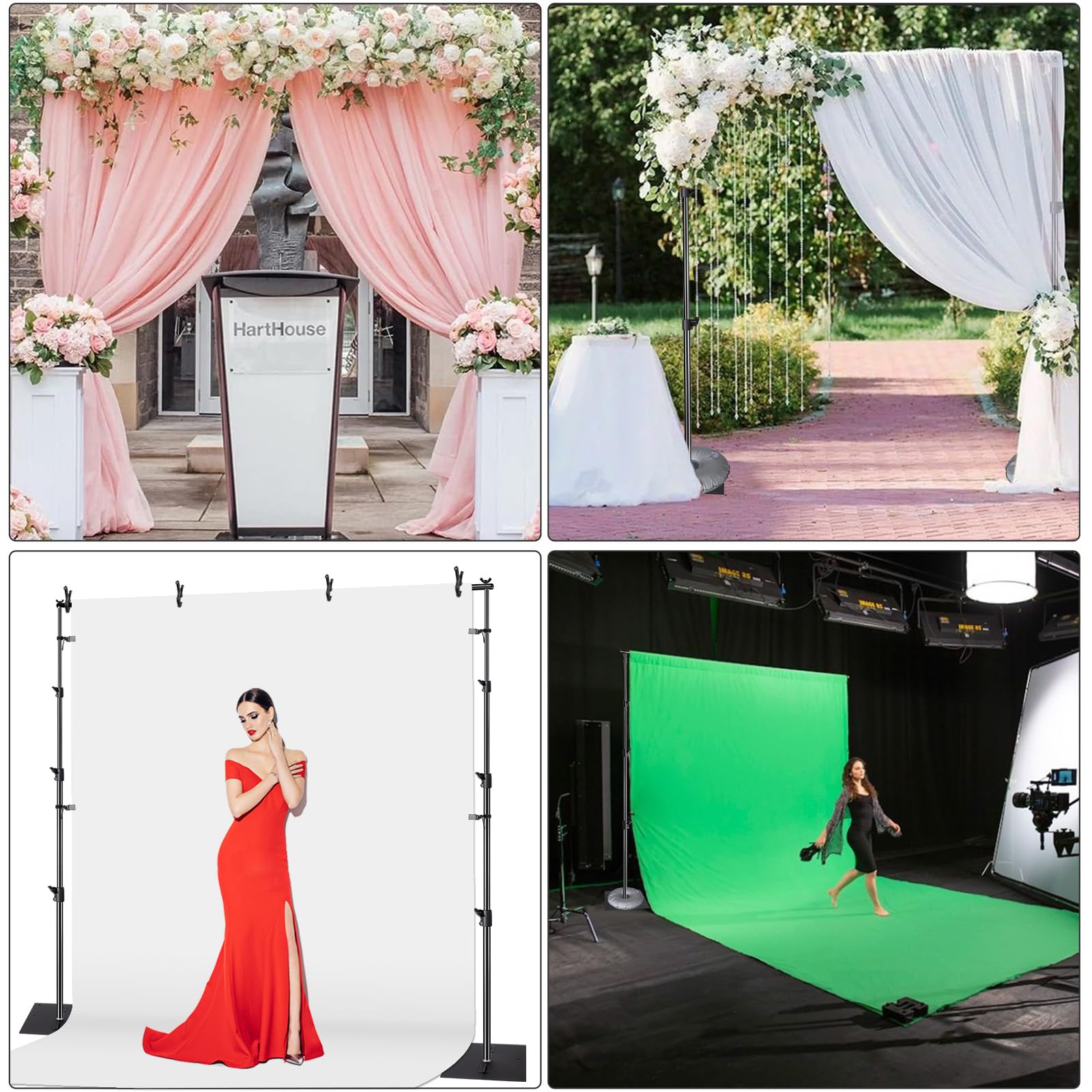 SLOW DOLPHIN Pipe and Drape Photography Backdrop Stand Kit Adjustable ...