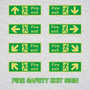 Renococo Fire Exit Sign Stickers,Photoluminescent Fire Safety"Fire Exit ...