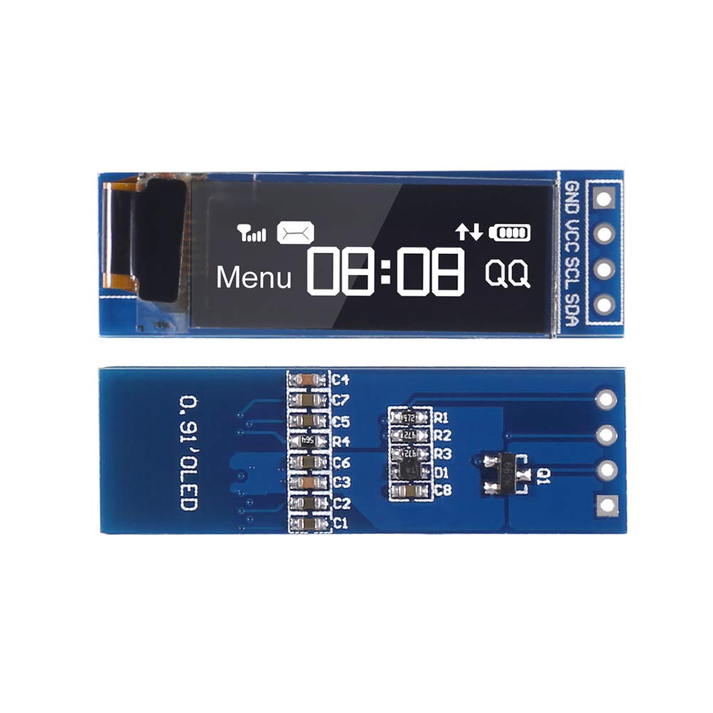 AXJZ  4Pcs I2C OLED Display Module 0.91 Inch I2C OLED Display Module White Screen Driver DC 3 5v For I4536043285