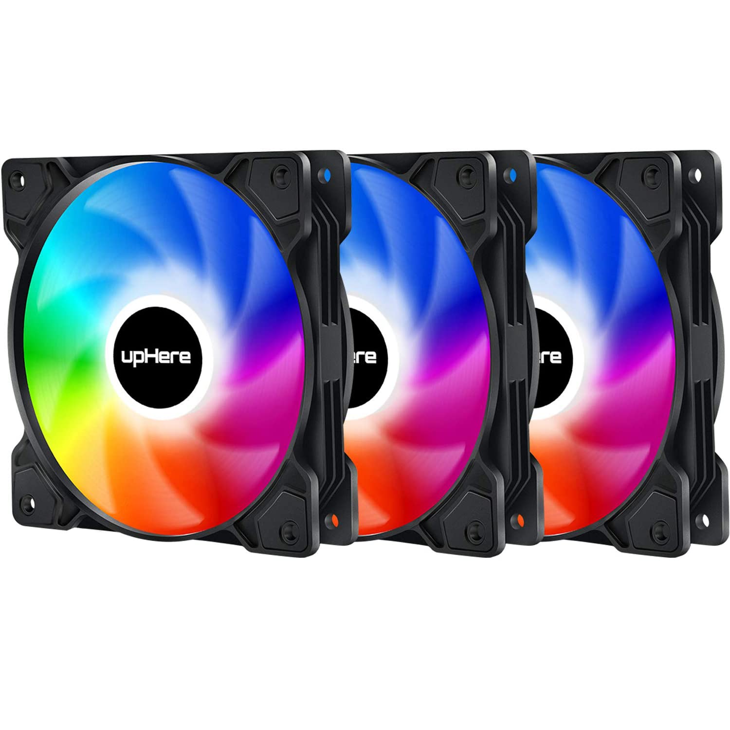 upHere 120mm RGB LED Case Fan,Remote Control,Quiet Edition High Airflow ...