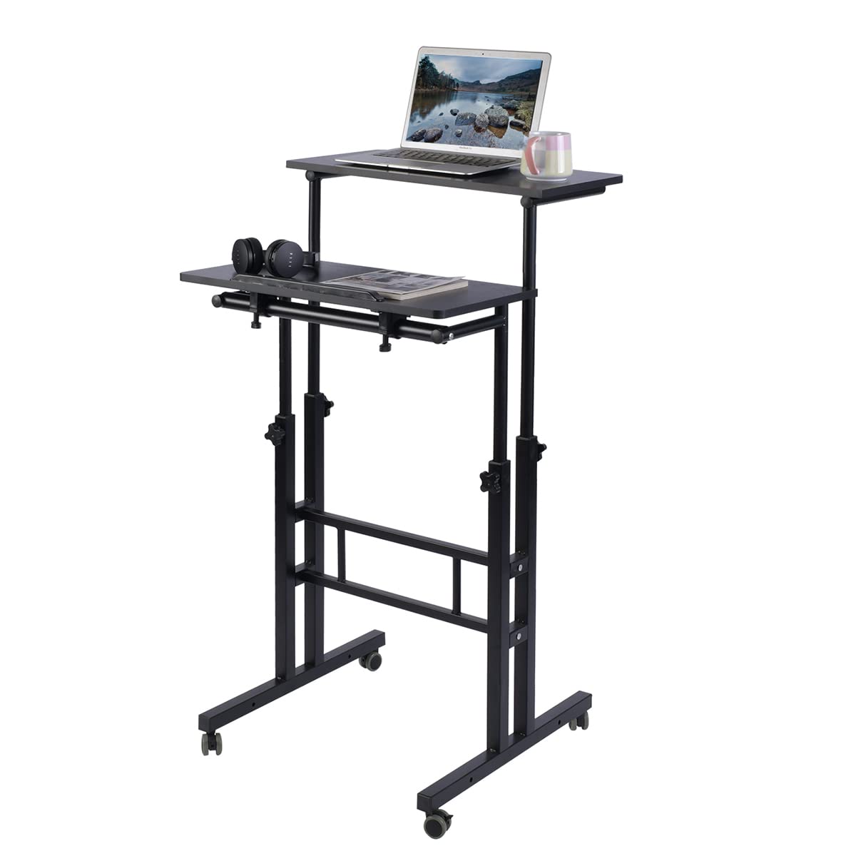 AIZ Mobile Standing Desk, Adjustable Computer Desk Rolling Laptop Desk ...