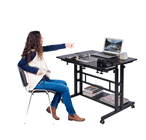 AIZ Mobile Standing Desk, Adjustable Computer Desk Rolling Laptop Desk ...