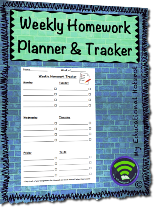 Weekly Homework Tracker and Planner Template — 🛍️ The Retail Market