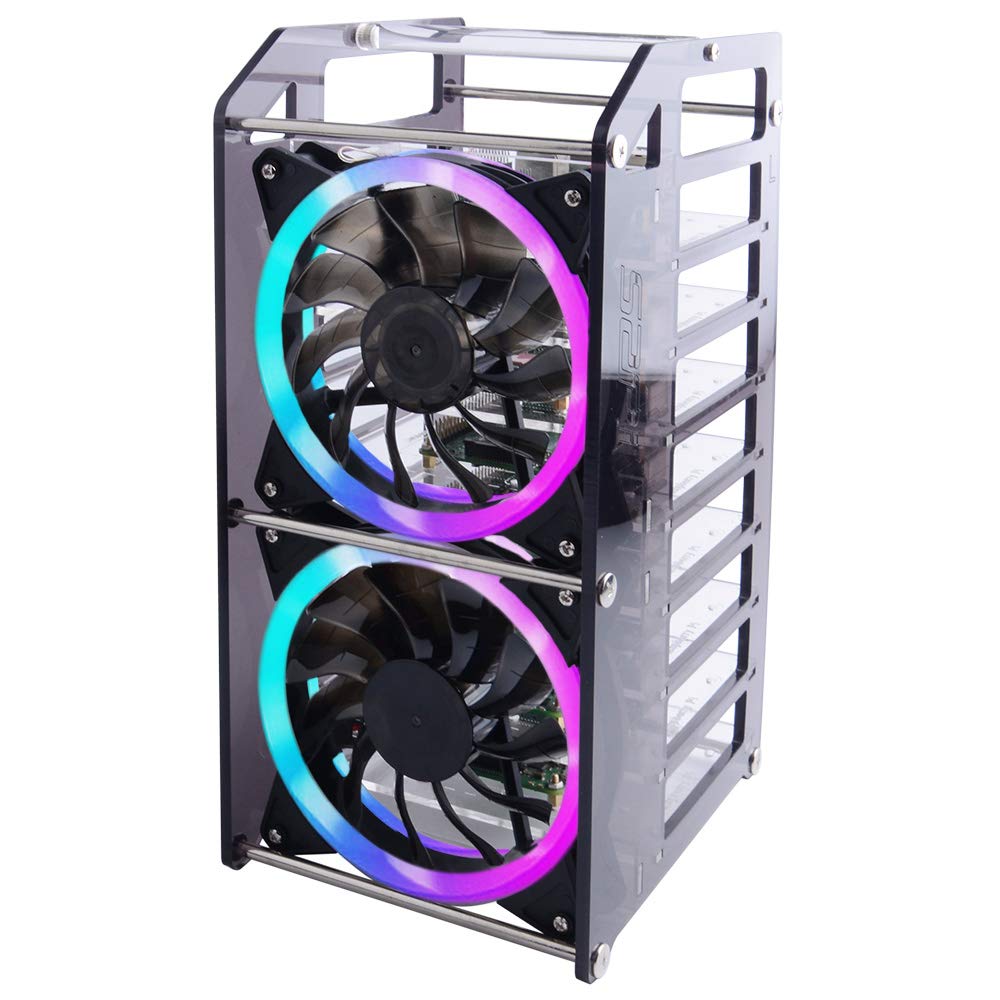 GeeekPi Cluster Case for Raspberry Pi, Pi Rack Case Stackable Case with Cooling Fan 120mm RGB ...
