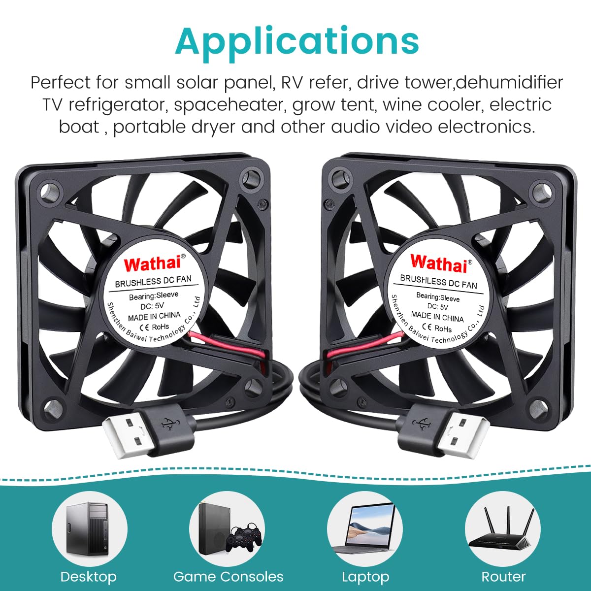 2 Packs Wathai 60mm x 10mm USB Fan 5V DC Brushless Cooling Fan — 🛍️ The ...