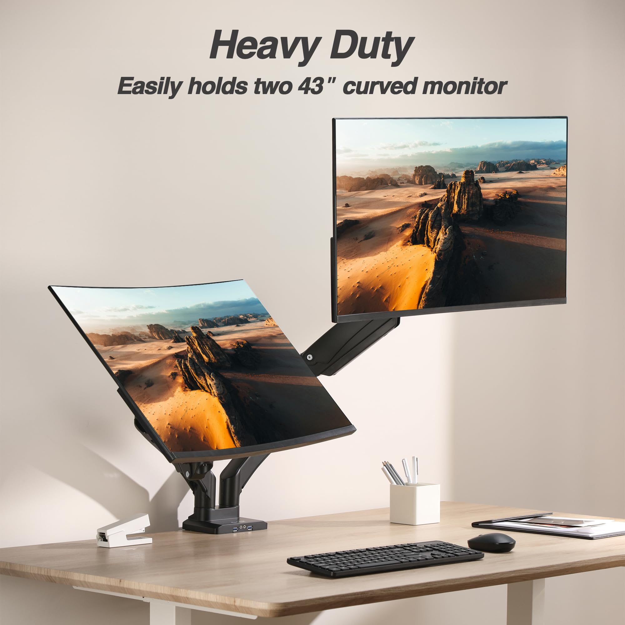 AVLT Dual 13"-43" Monitor Arm Desk Mount fits Two Flat/Curved Monitor ...