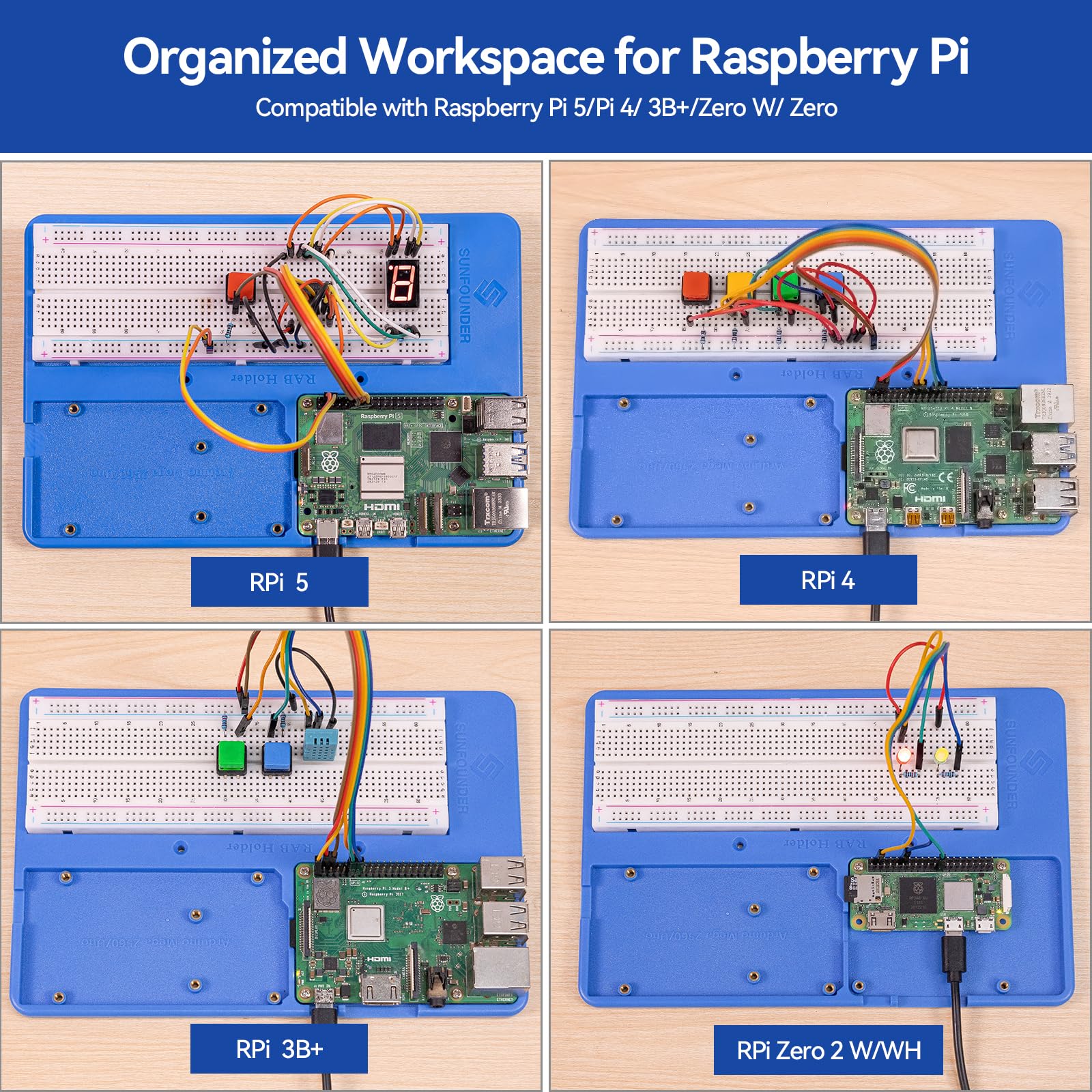SunFounder RAB Holder Breadboard Kit for Raspberry Pi Compatible with Arduino Uno R4 Minima/WiFi ...