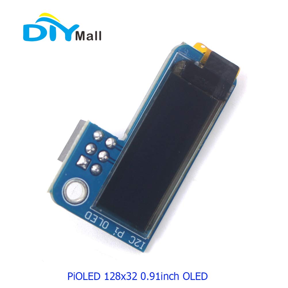 DIYmall PiOLED 0.91inch I2C 128X32 SSD1306 OLED Display Module for Raspberry Pi (White x 1pc ...