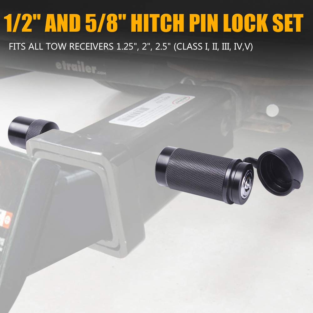 MICTUNING Trailer Hitch Lock Pin Set 5/8 and 1/2 Inch with One Locking ...