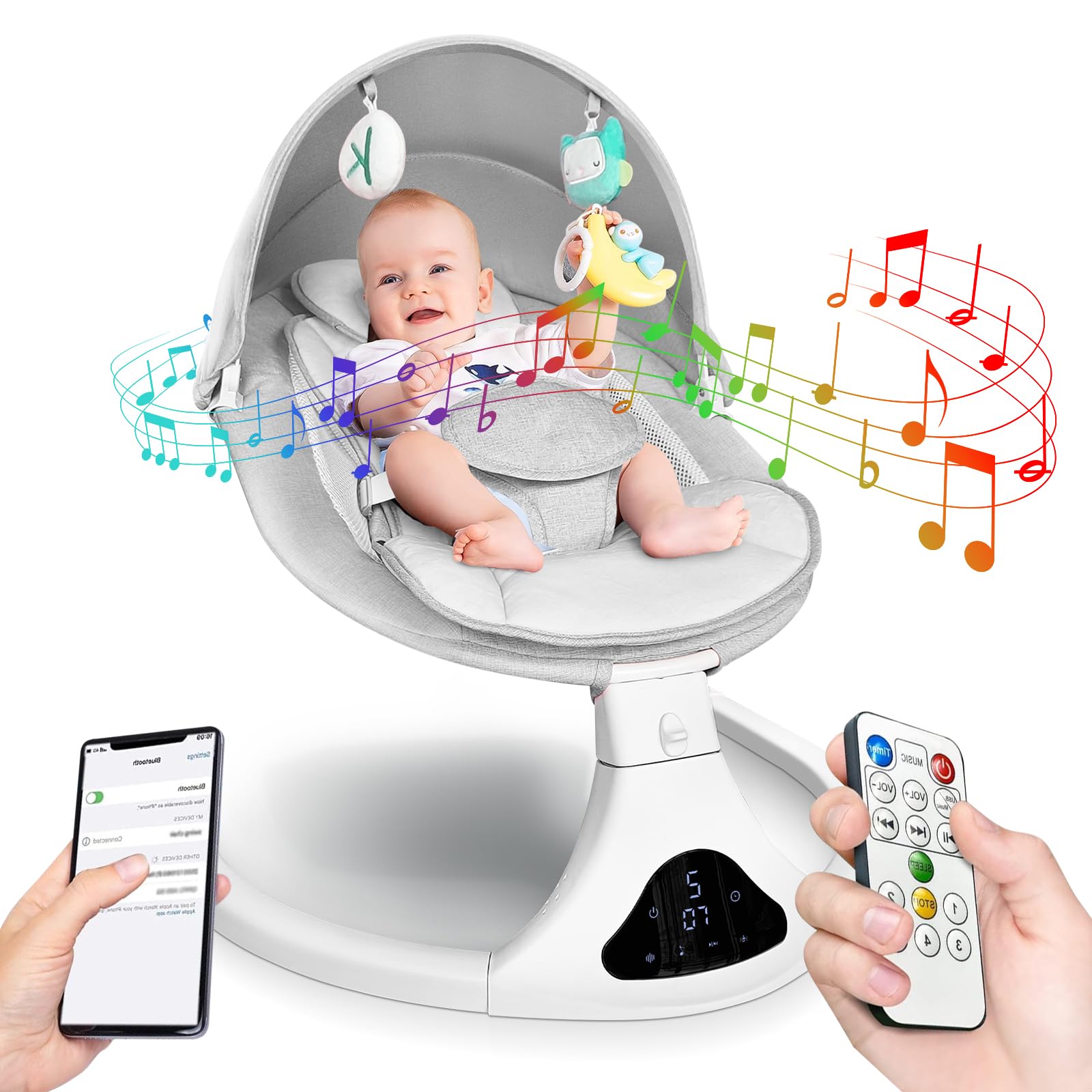 RIVIPLOU Baby Swing for Infants,Electric Portable Baby Swing, Bluetooth ...