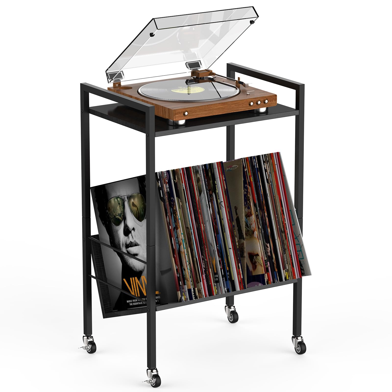 NORCEESAN Record Player Stand Turntable Stand with Record Storage 2 ...