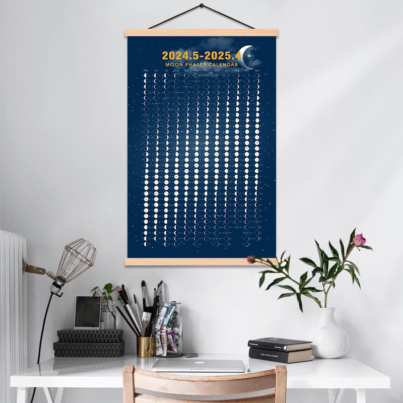 2024 May- 2025 April Moon Phase Calendar Print Poster Vertical Canvas ...