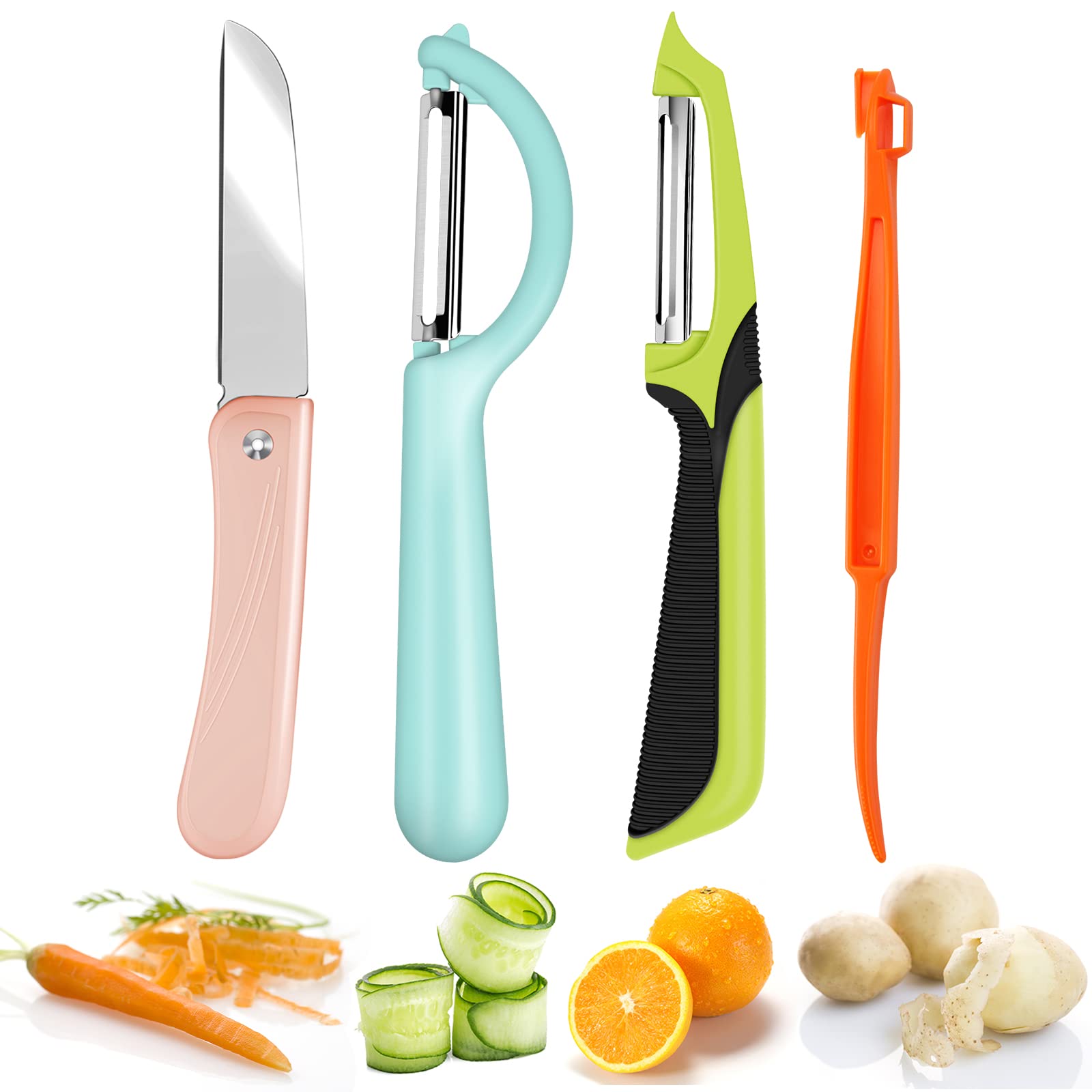 4-Piece Vegetable Peeler Set | Y Peeler for Potatoes, Apples, Carrots ...