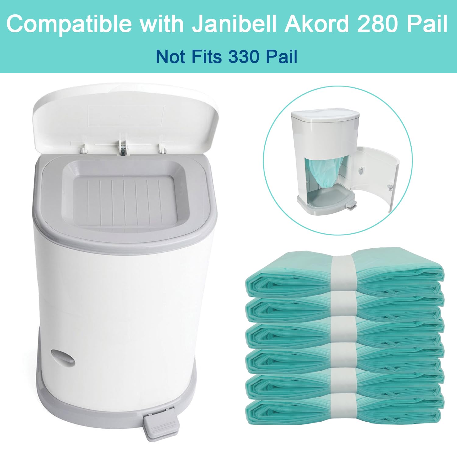 6 Pack Adult Diaper Disposal Liner Refills Compatible with Janibell ...