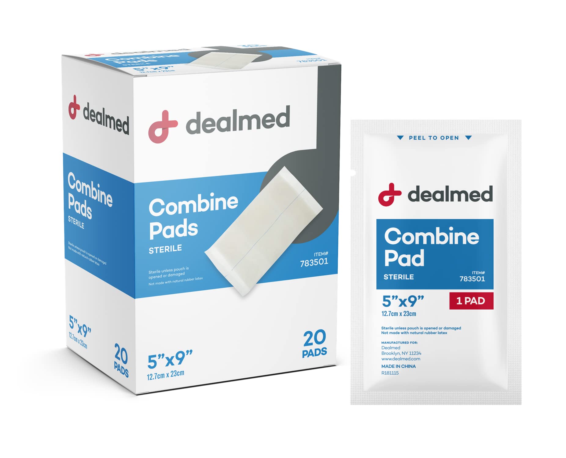 Dealmed 5" x 9" Abdominal (ABD) Combine Pads, Sterile, Individually ...
