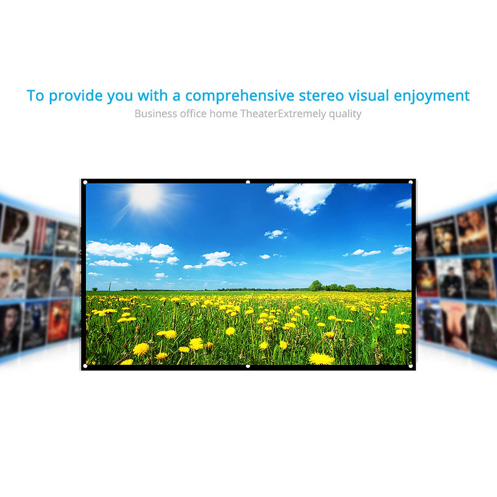 H70 70'' Portable Projector Screen HD 16:9 White Dacron 70 Inch ...