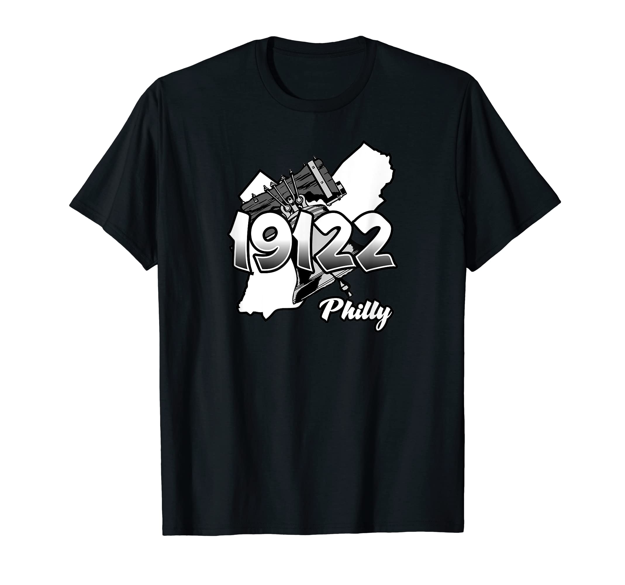 Philadelphia Silhouette with Zip Code 19122 and Liberty Bell T-Shirt ...
