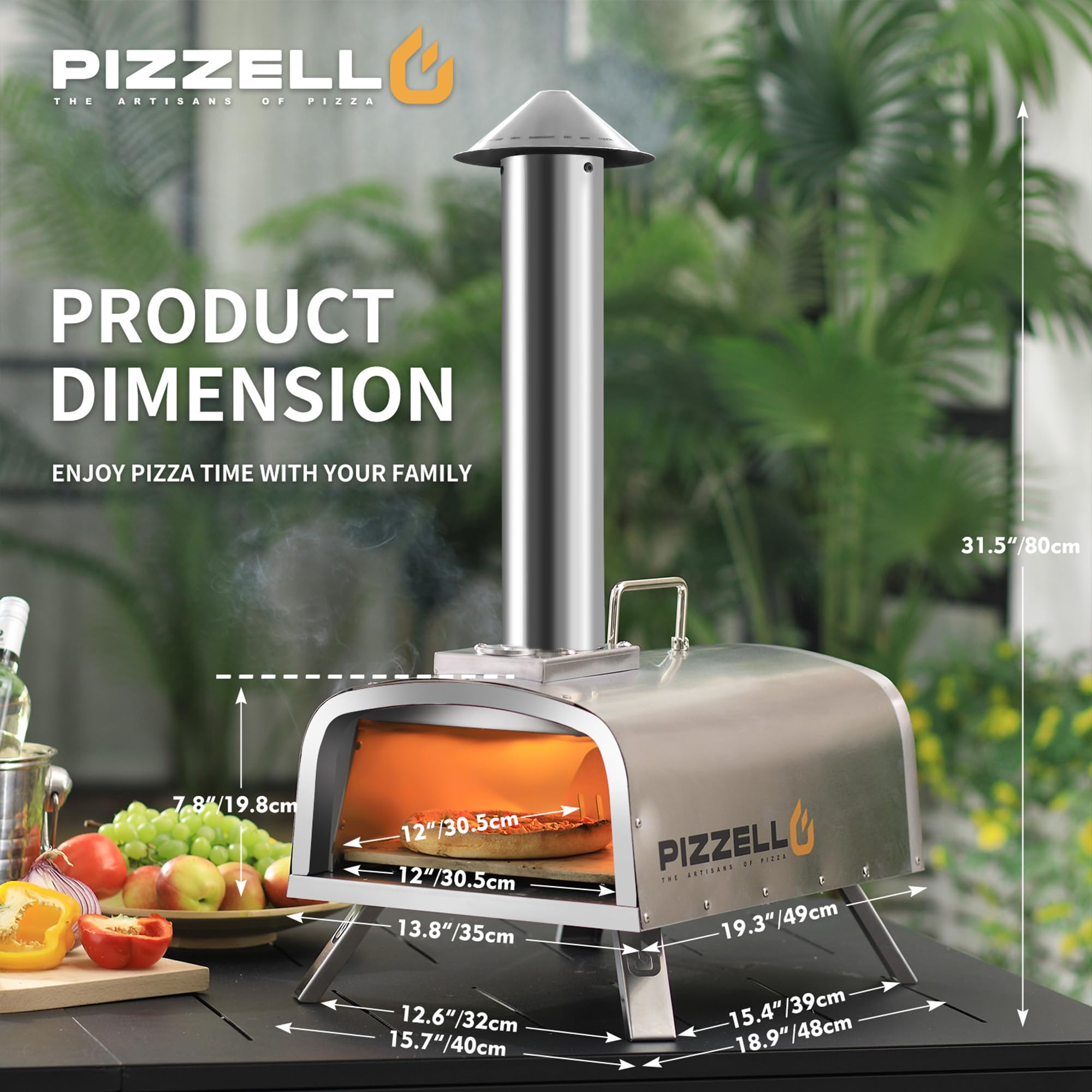 PIZZELLO Outdoor Wood Fired Pizza Oven Portable Pellet Pizza Ovens for ...