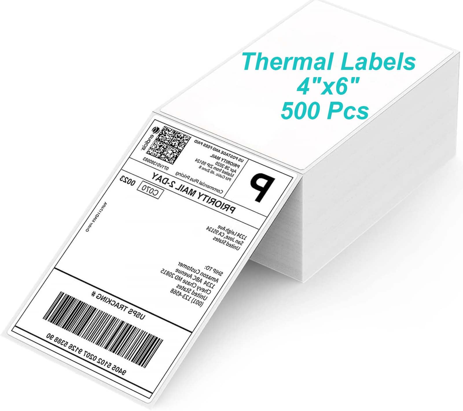 Coopaty Direct Thermal Labels, 4"x6" Thermal Shipping Labels, 1000 Labels Fanfold Thermal Label ...