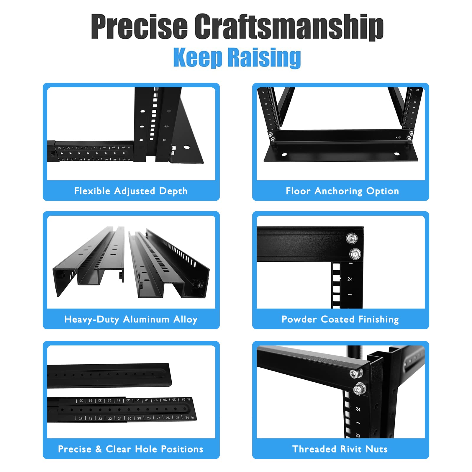 Raising Electronics Server Rack 4 Post Open Rack Frame Rack Enclosure ...