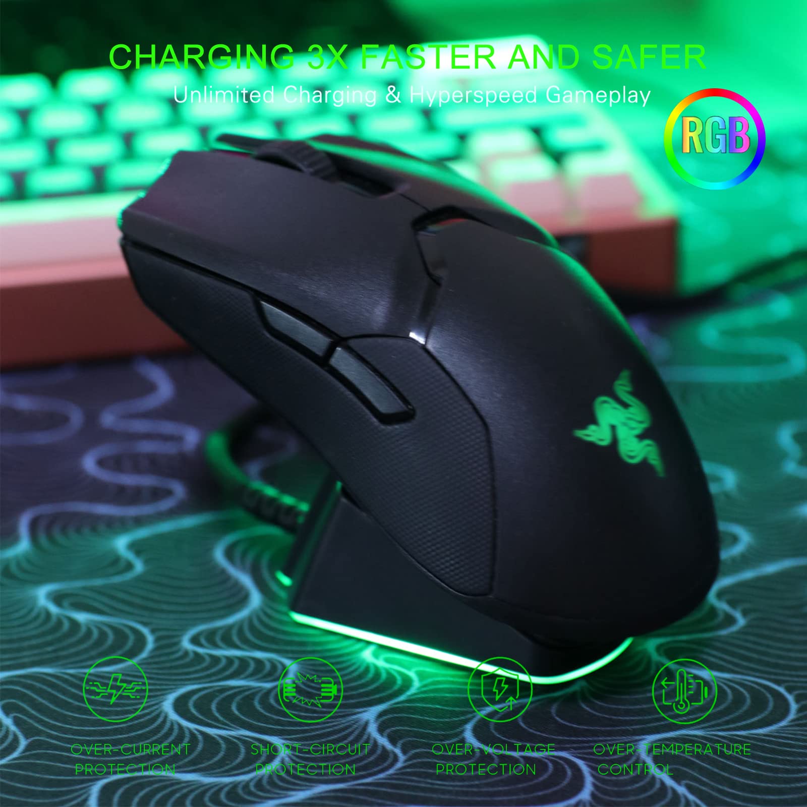 Mouse Charging Dock for Razer Wireless Mouse Viper Ultimate Naga pro ...