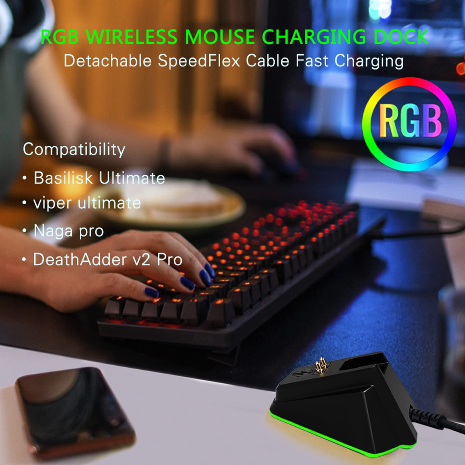 Mouse Charging Dock for Razer Wireless Mouse Viper Ultimate Naga pro ...