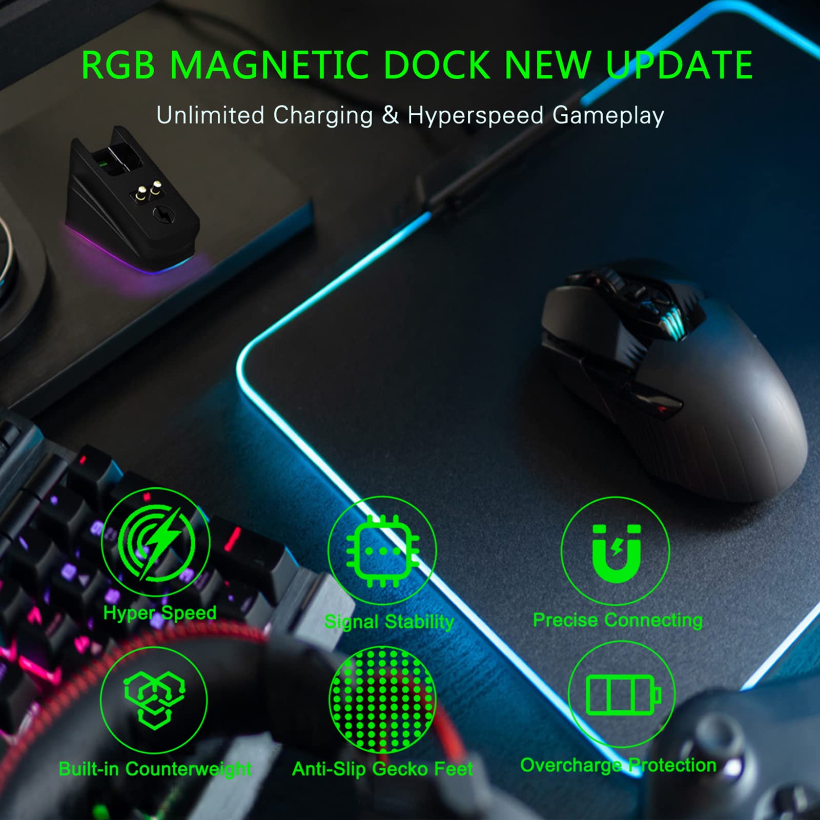 Mouse Charging Dock for Razer Wireless Mouse Viper Ultimate Naga pro ...