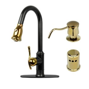 Two Tone Kitchen Faucet with Soap Dispenser and Air Gap, Single Handle ...