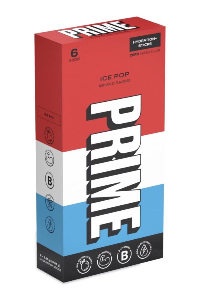 Prime Hydration+ Stick Pack, Electrolyte Drink Mix, 10% Coconut Water ...