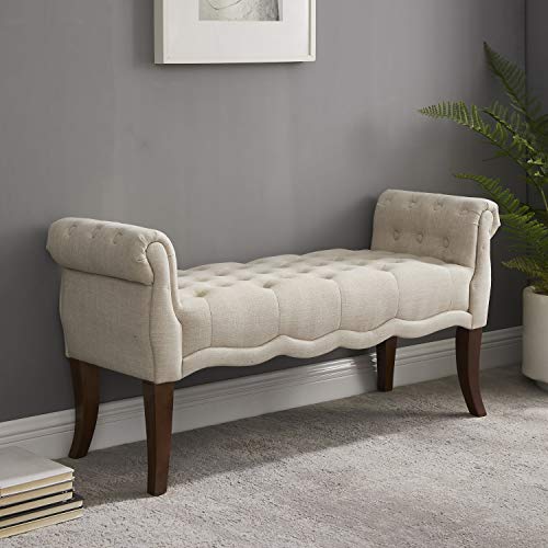 Linon Natural Emily Roll Arm Bench — 🛍️ The Retail Market