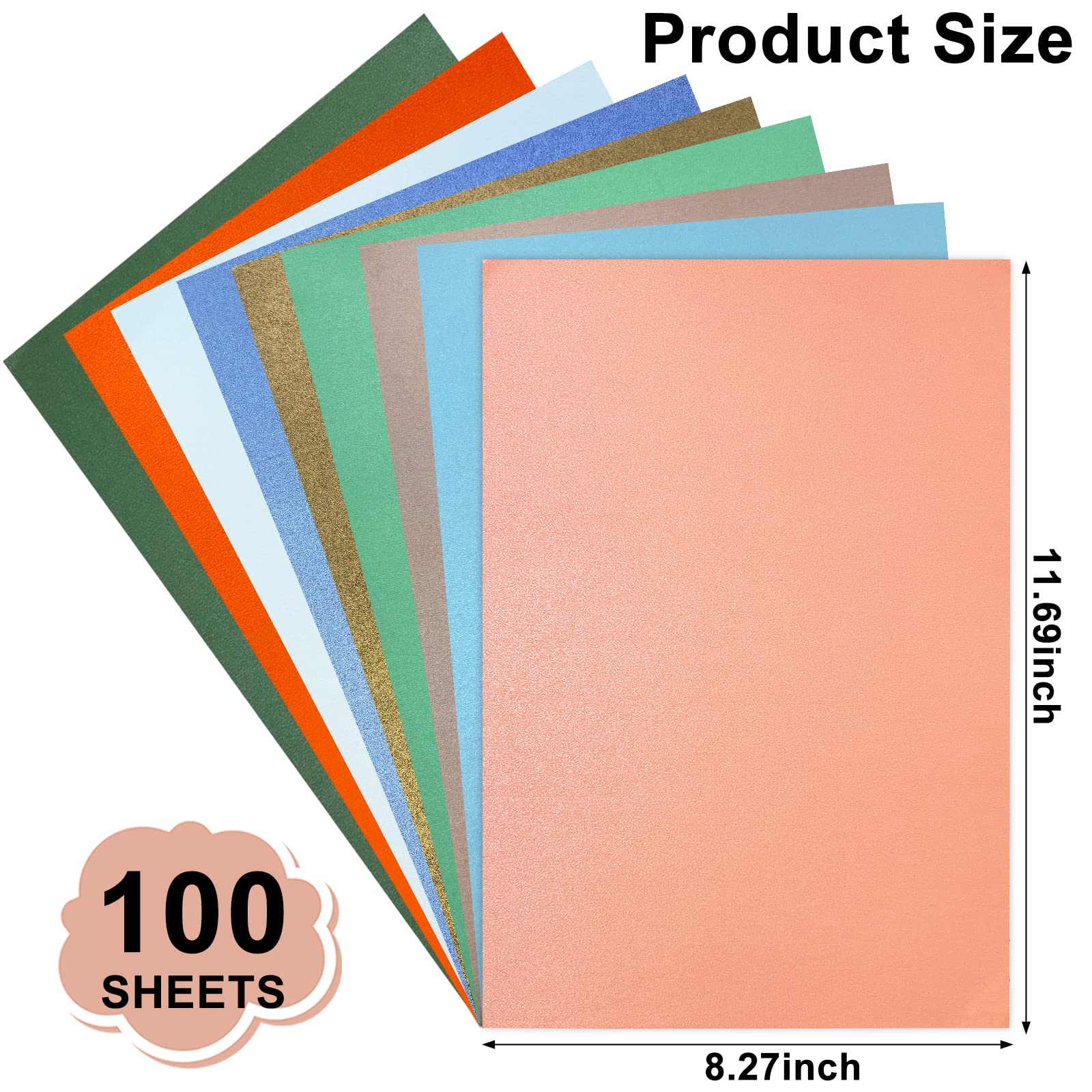 100 Sheets Shimmer Cardstock Pink Purple, 8.5 x 11-inch Metallic ...