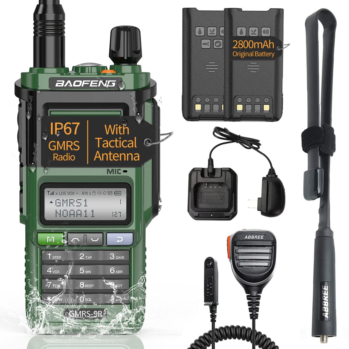GMRS Radio Handheld 5W Radio Baofeng GMRS-9R Rechargeable Two Way Radio ...