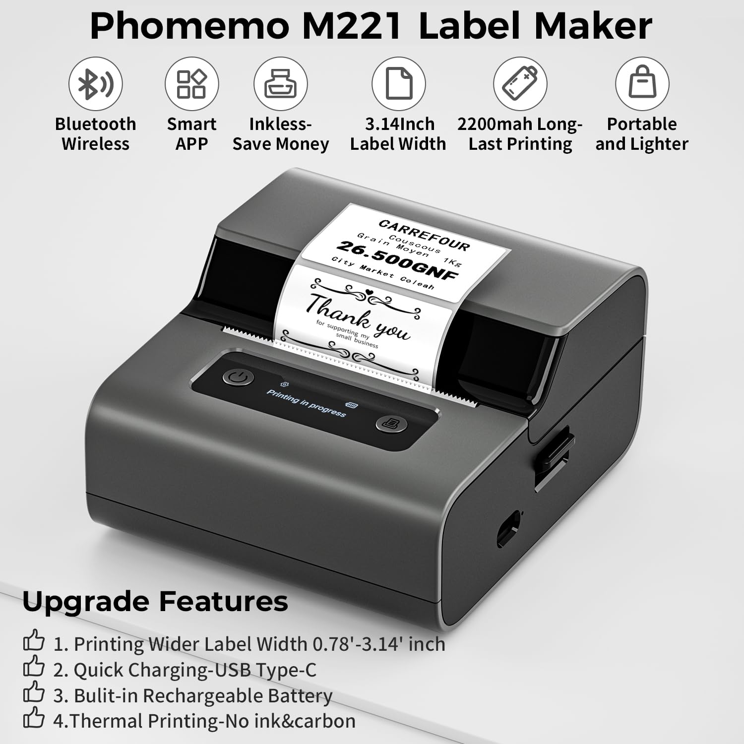 Phomemo M221 Label Maker-Flagship’s Advanced 3Inch Bluetooth Thermal Label Printer, Print ...