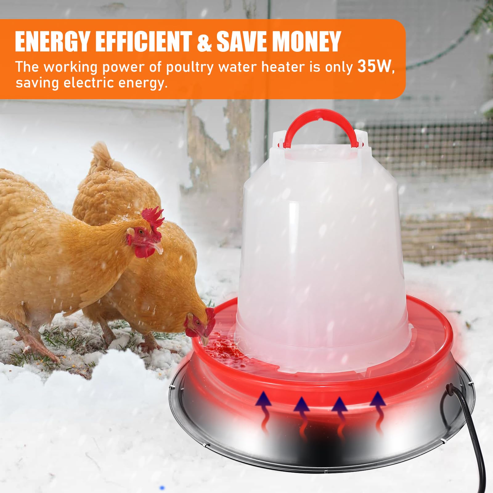 Gsbomzap 12 Inch Chicken Water Heater Base, 5 Gallons Poultry Drinker ...