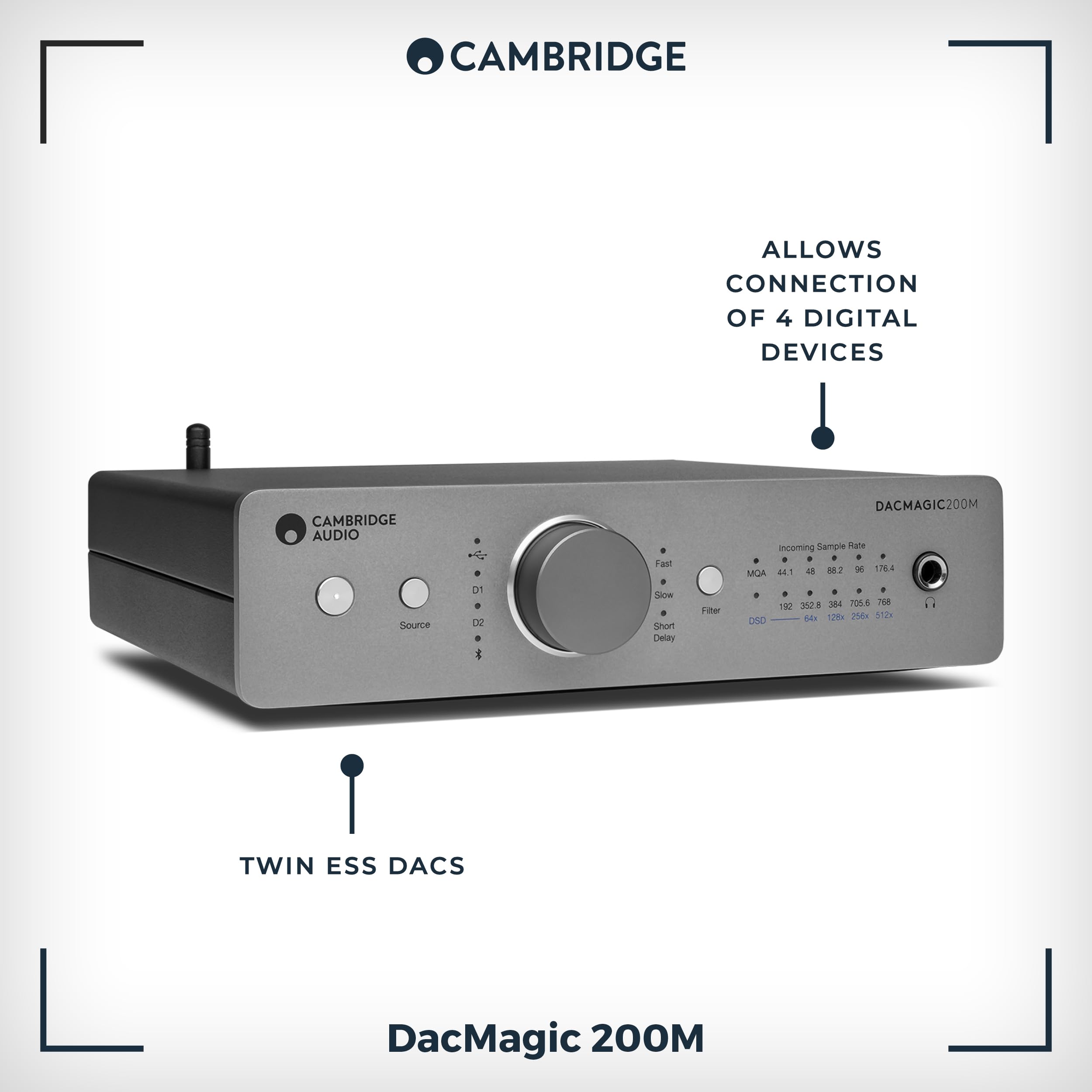 Cambridge Audio DacMagic 200M - MQA HiFi DAC and Headphone Amplifier with Bluetooth - PC/MAC ...