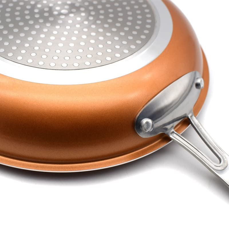 DHTDVD Nonstick Copper Skillet with Ceramic Coating Induction Cooking ...