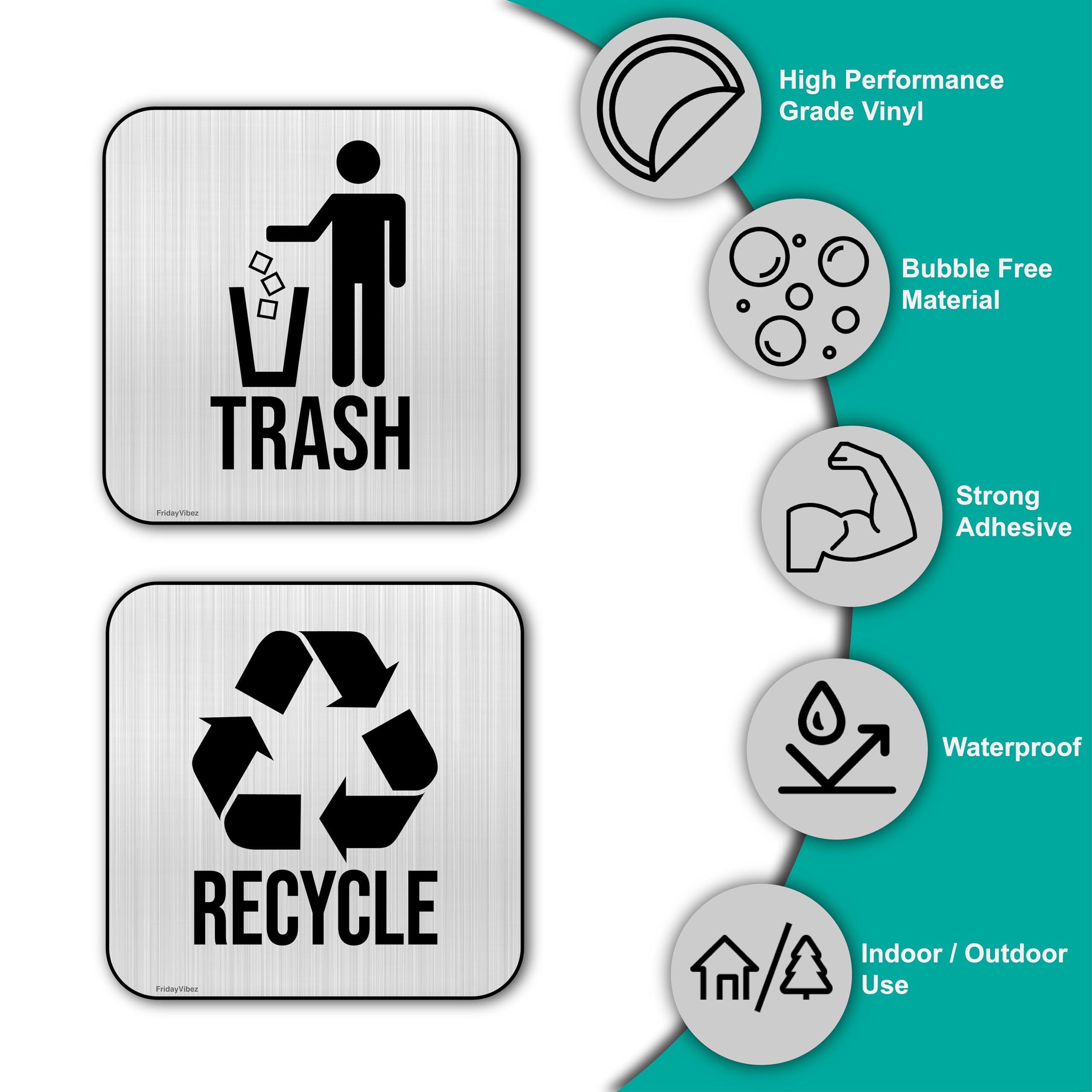 Recycle and Trash Stickers for Kitchen Trash Cans and Recycling Bins ...