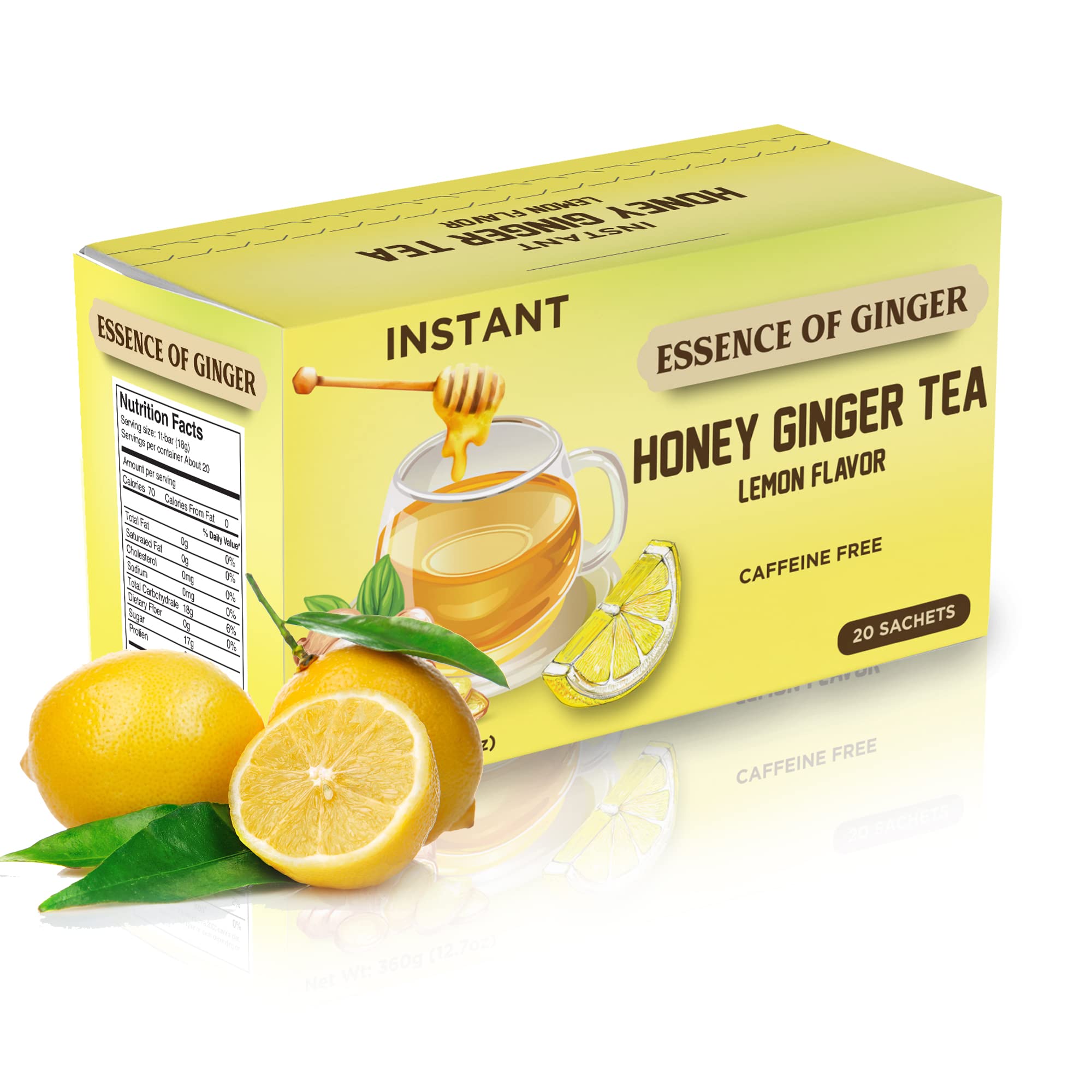 Natural Honey Lemon Ginger Herbal Tea 20 Sachet Packets Instant ...