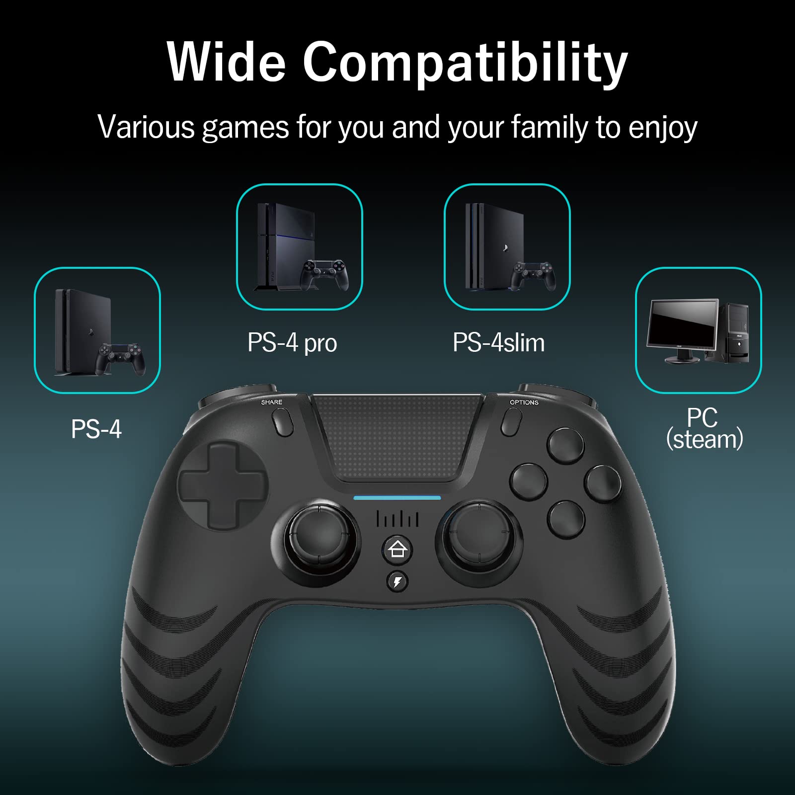 Agelkvoy Wireless Controller for PS-4, Remote Game Controller Built-in ...