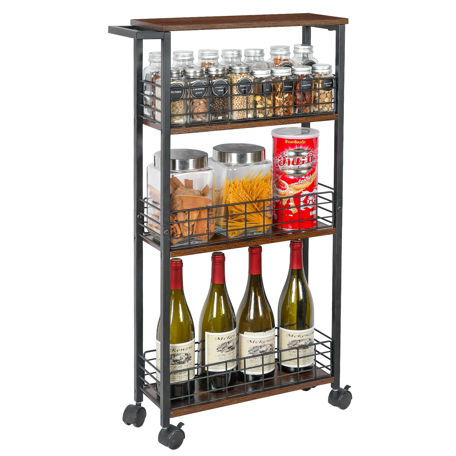 LUMAMU Slim Storage Cart for Small Spaces, 4 Tier Rolling Storage Cart ...